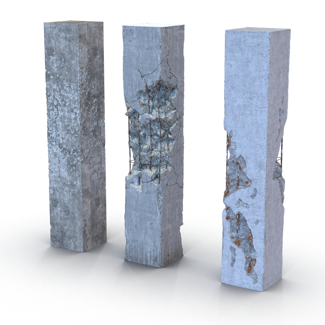 concrete pillars set obj