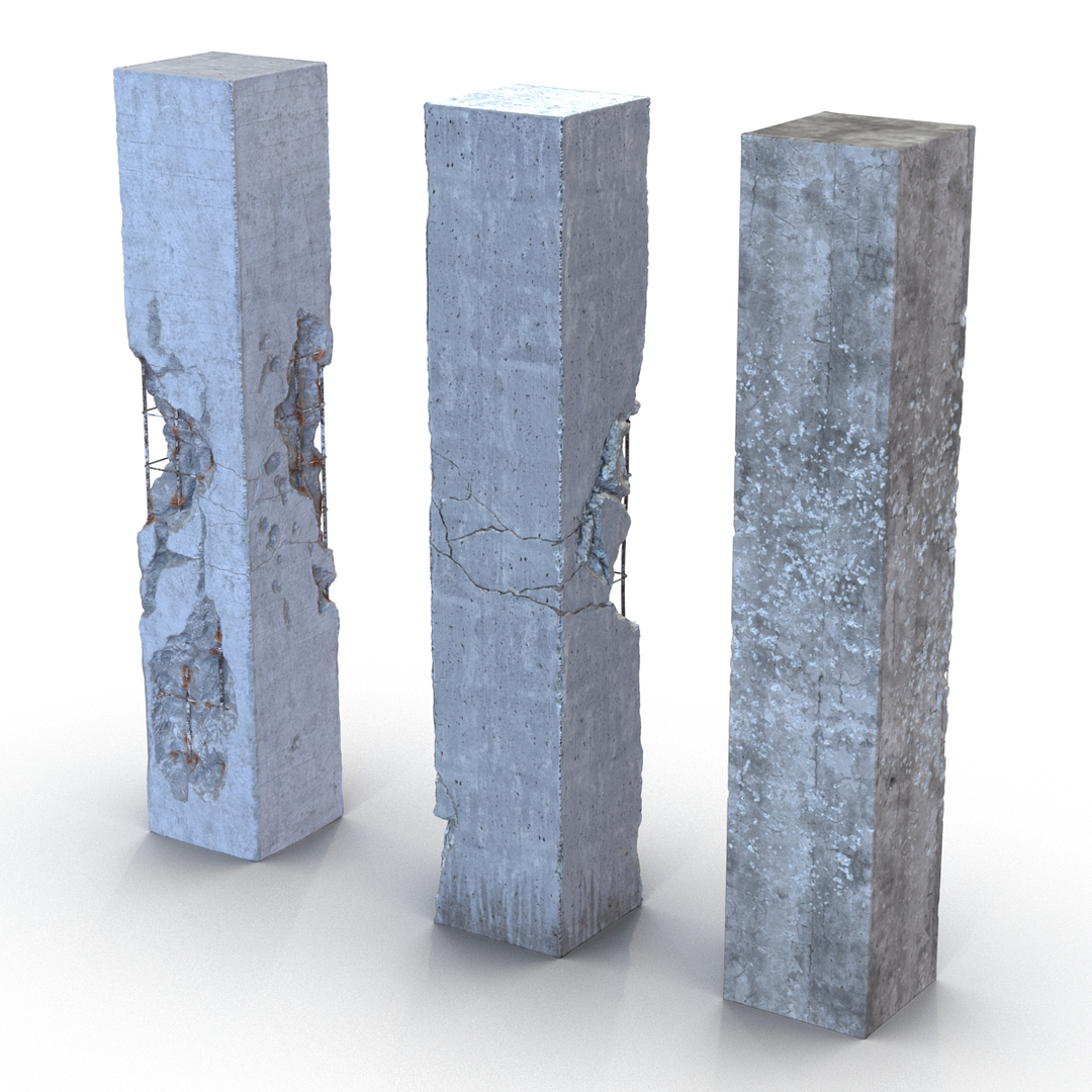 concrete pillars set obj