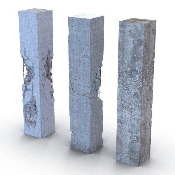concrete pillars set obj