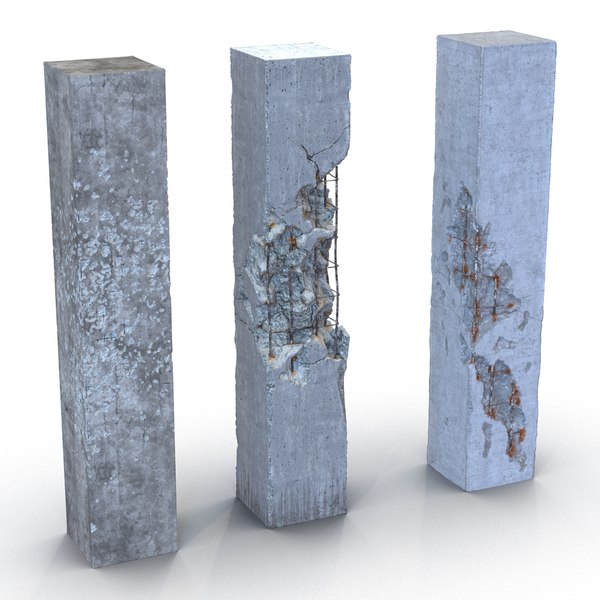 concrete pillars set obj