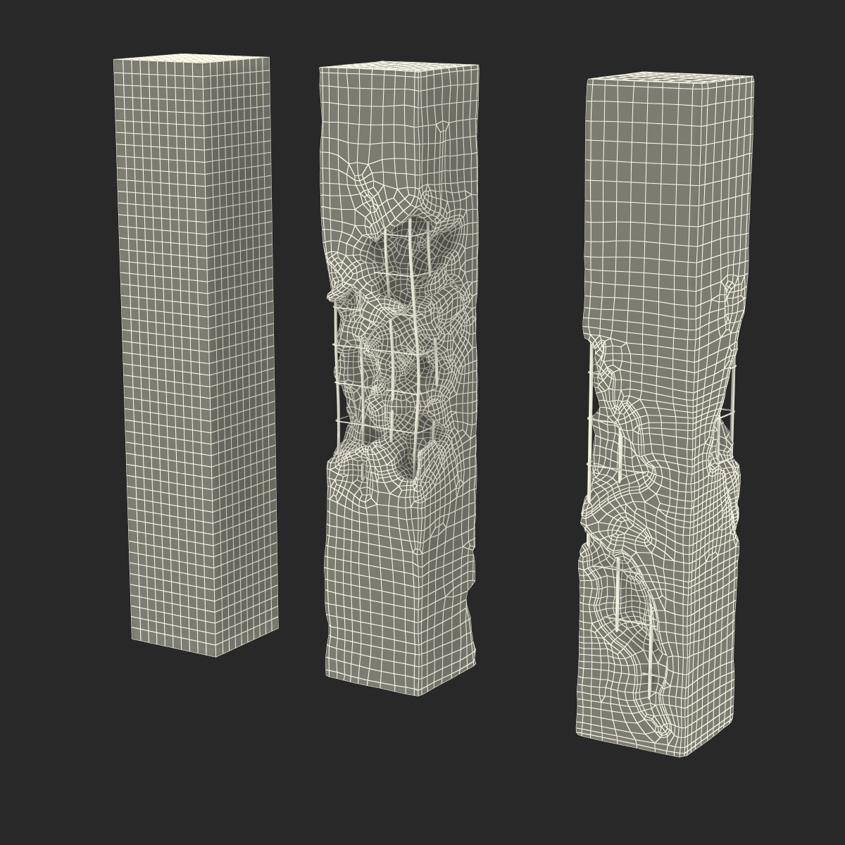 concrete pillars set obj