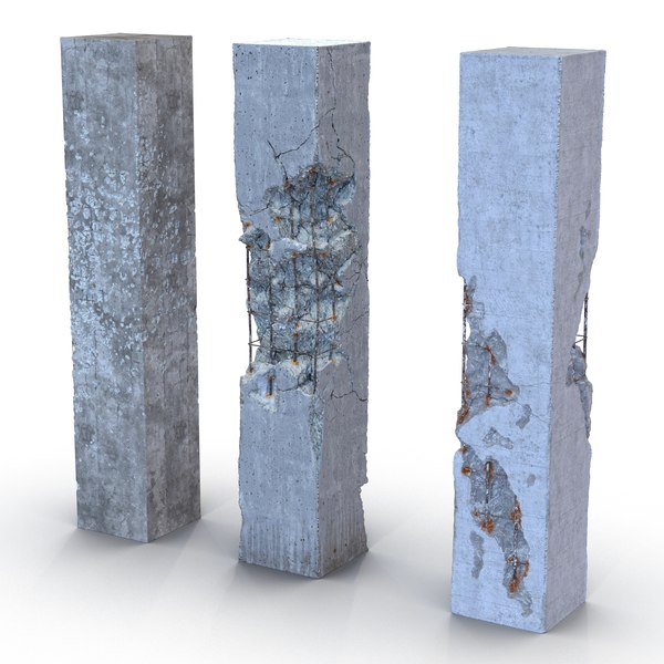 concrete pillars set obj