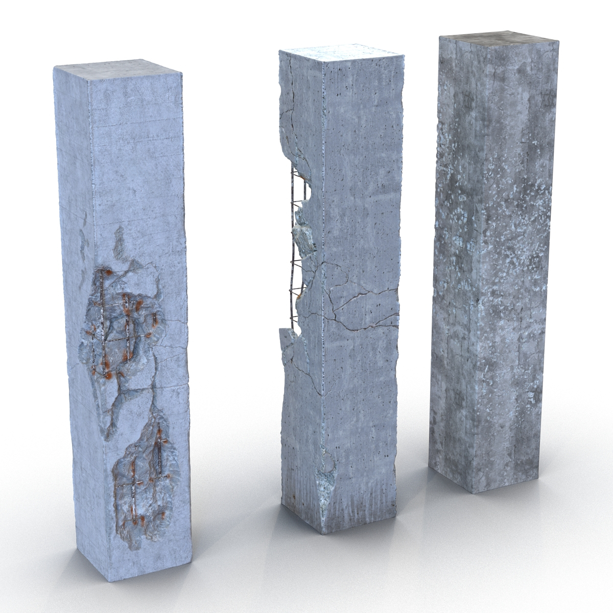 concrete pillars set obj
