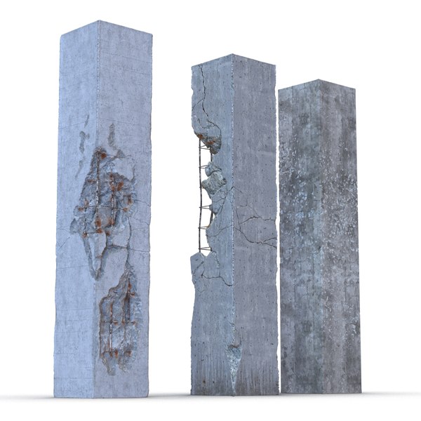 concrete pillars set obj