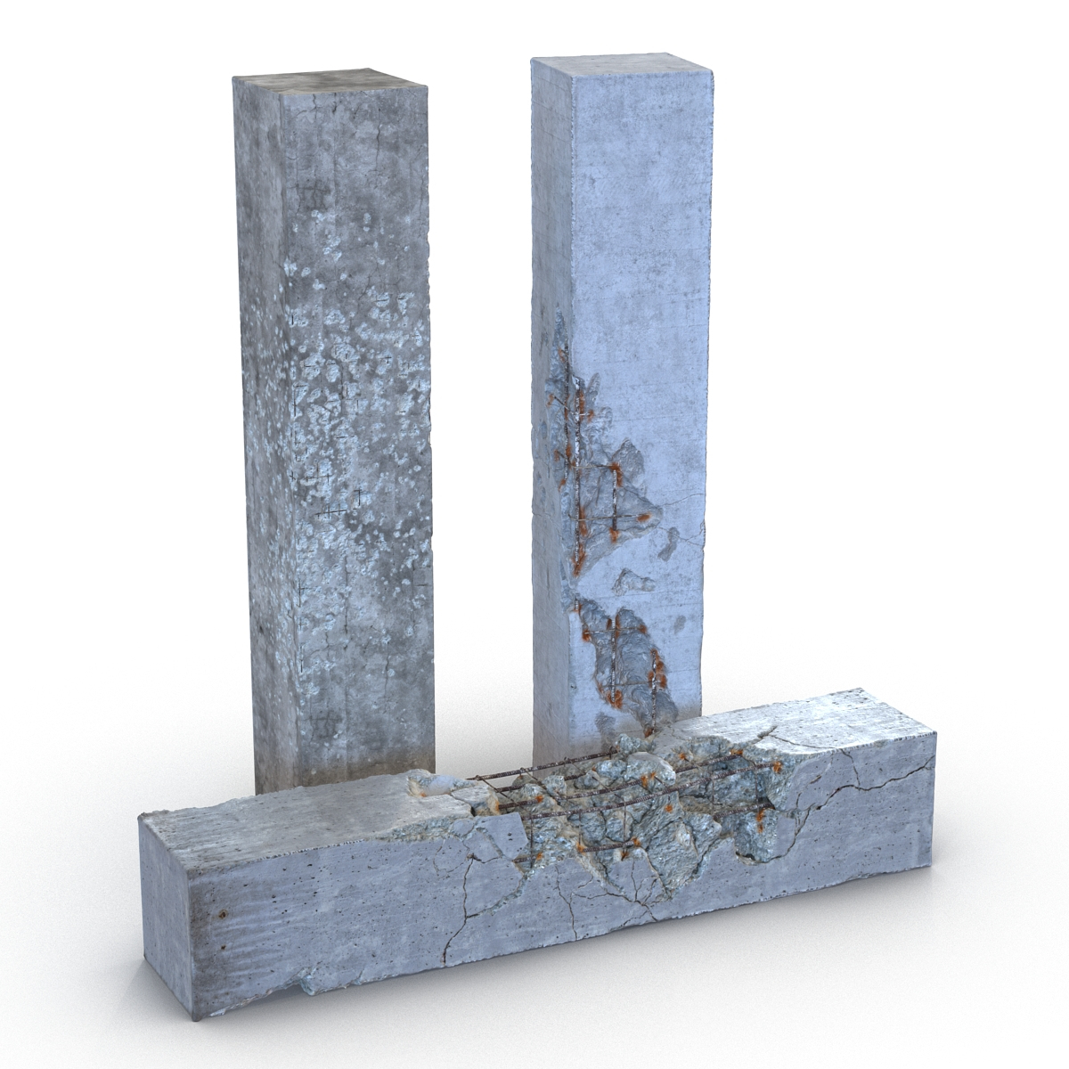 concrete pillars set obj