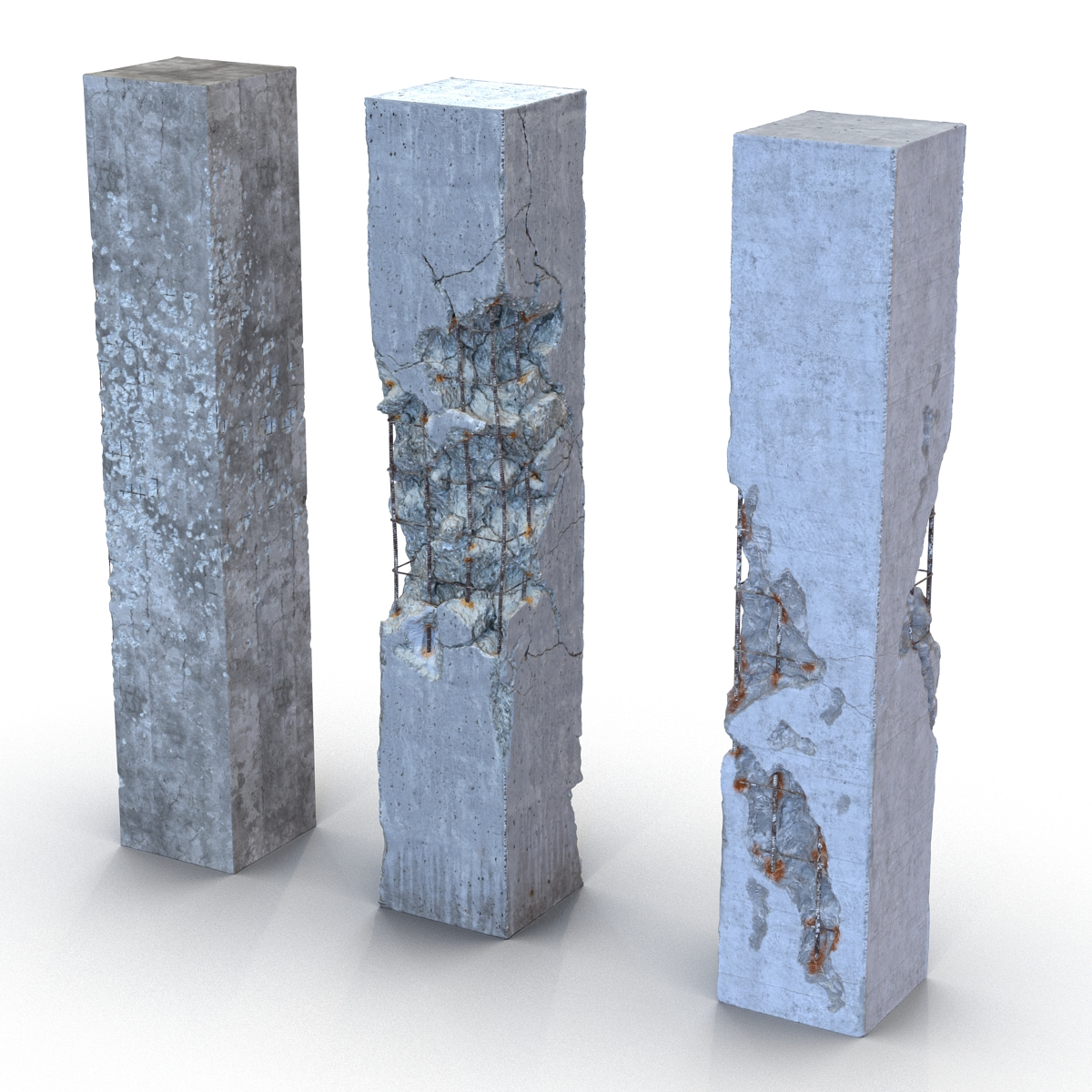 concrete pillars set obj