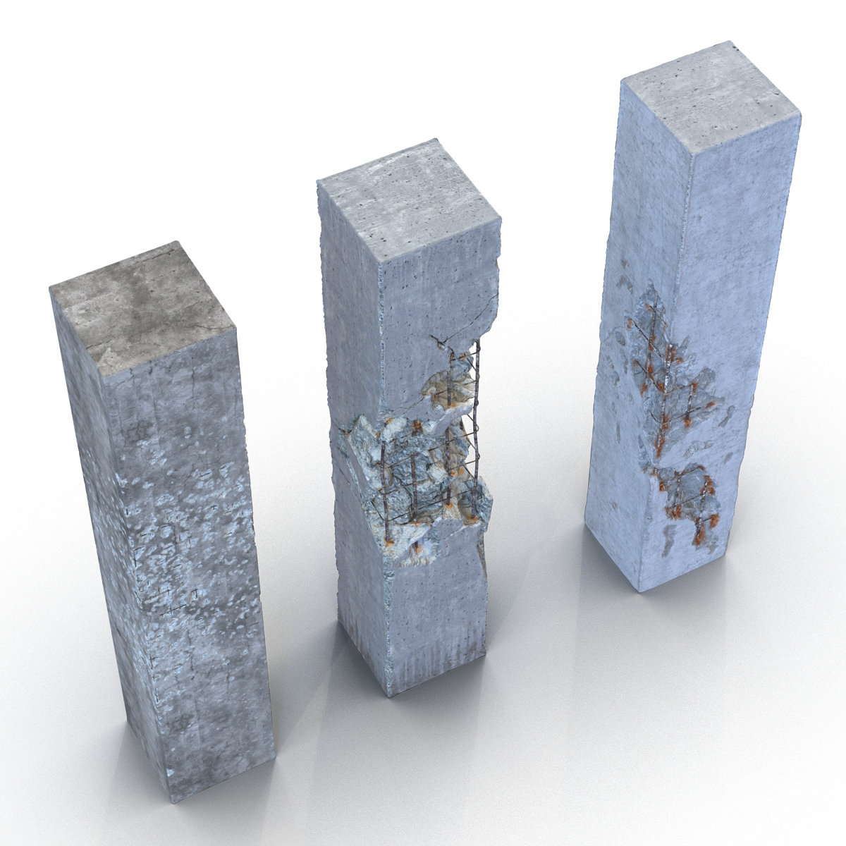 concrete pillars set obj