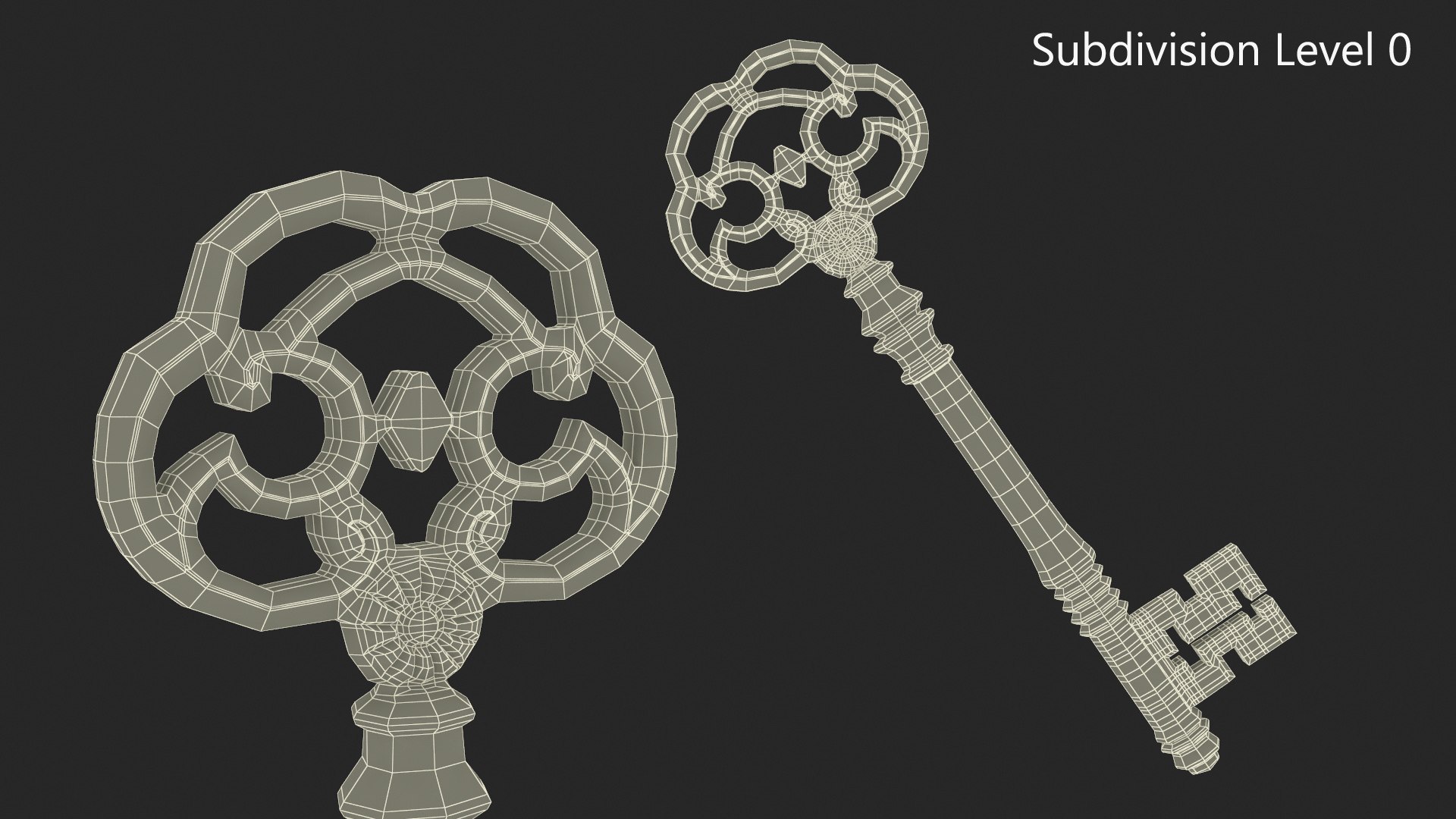 3D Model Antique Ornate Skeleton Key Silver - TurboSquid 2243501