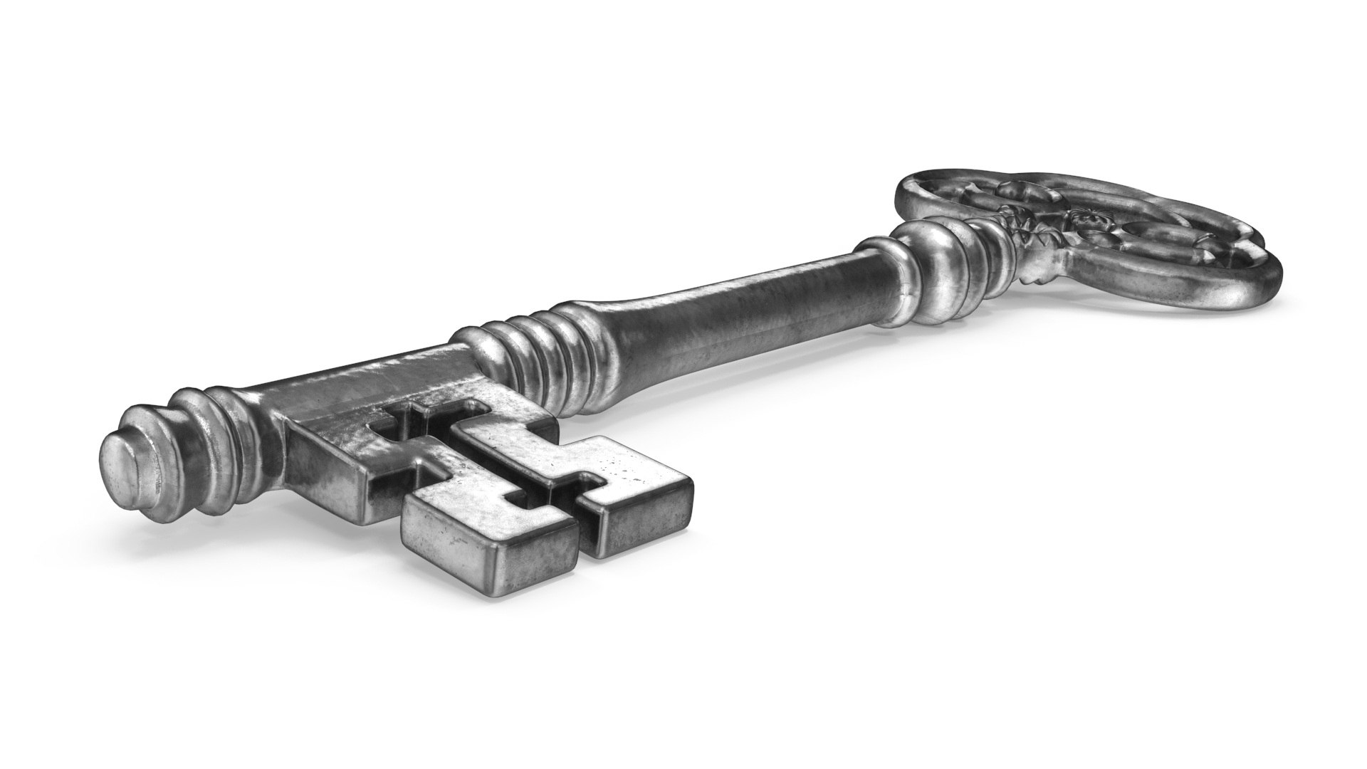 3D Model Antique Ornate Skeleton Key Silver - TurboSquid 2243501