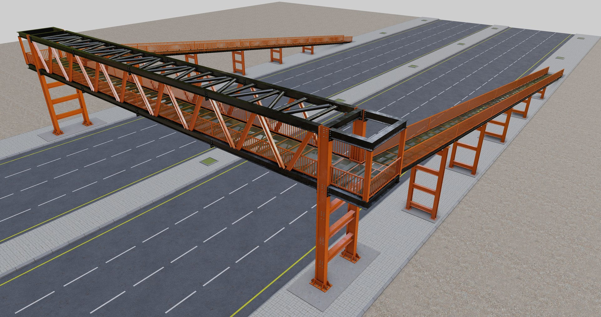 Steel Pedestrian Bridge Type-34 3D Model - TurboSquid 2144279