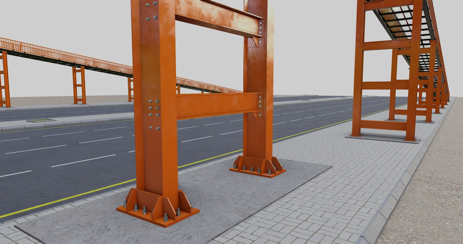 Steel Pedestrian Bridge Type-34 3D Model - TurboSquid 2144279