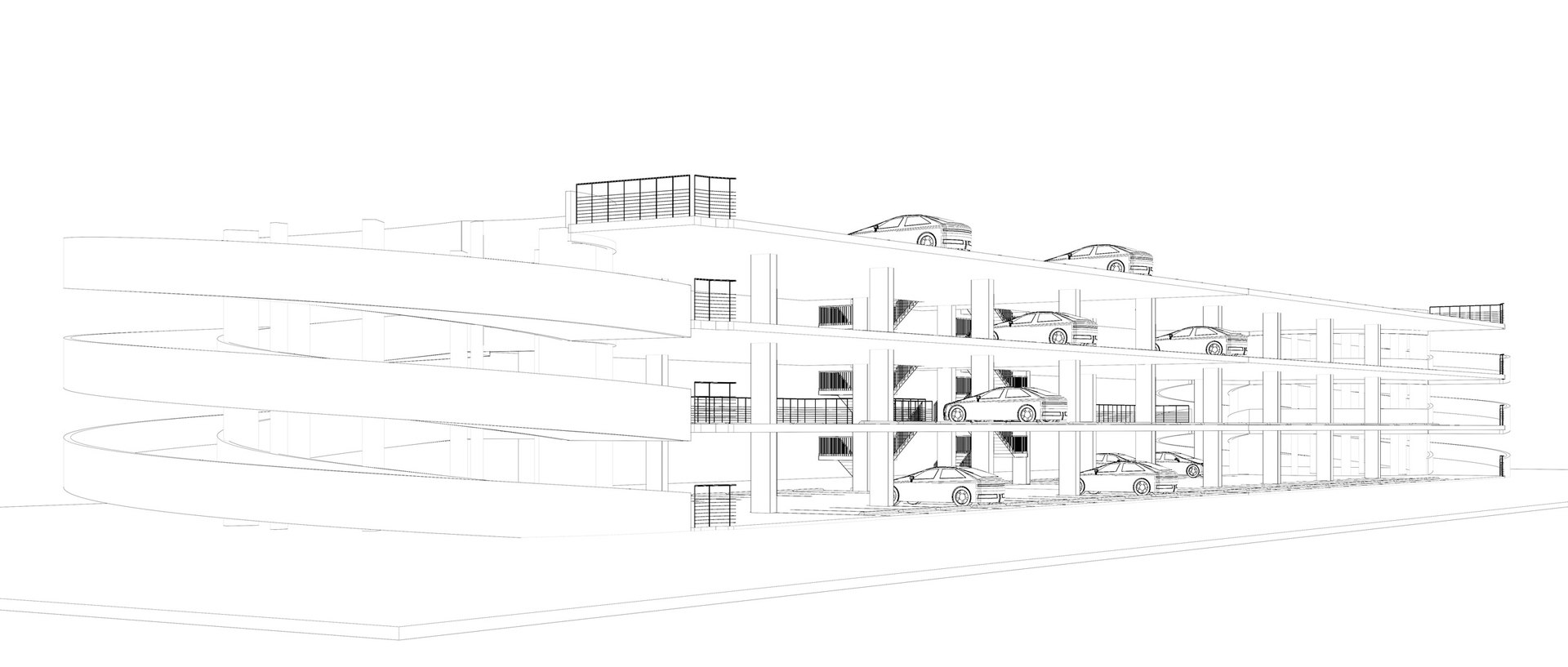 3D Parking Garage Building In Section Cut 25-16 Model - TurboSquid 2398412