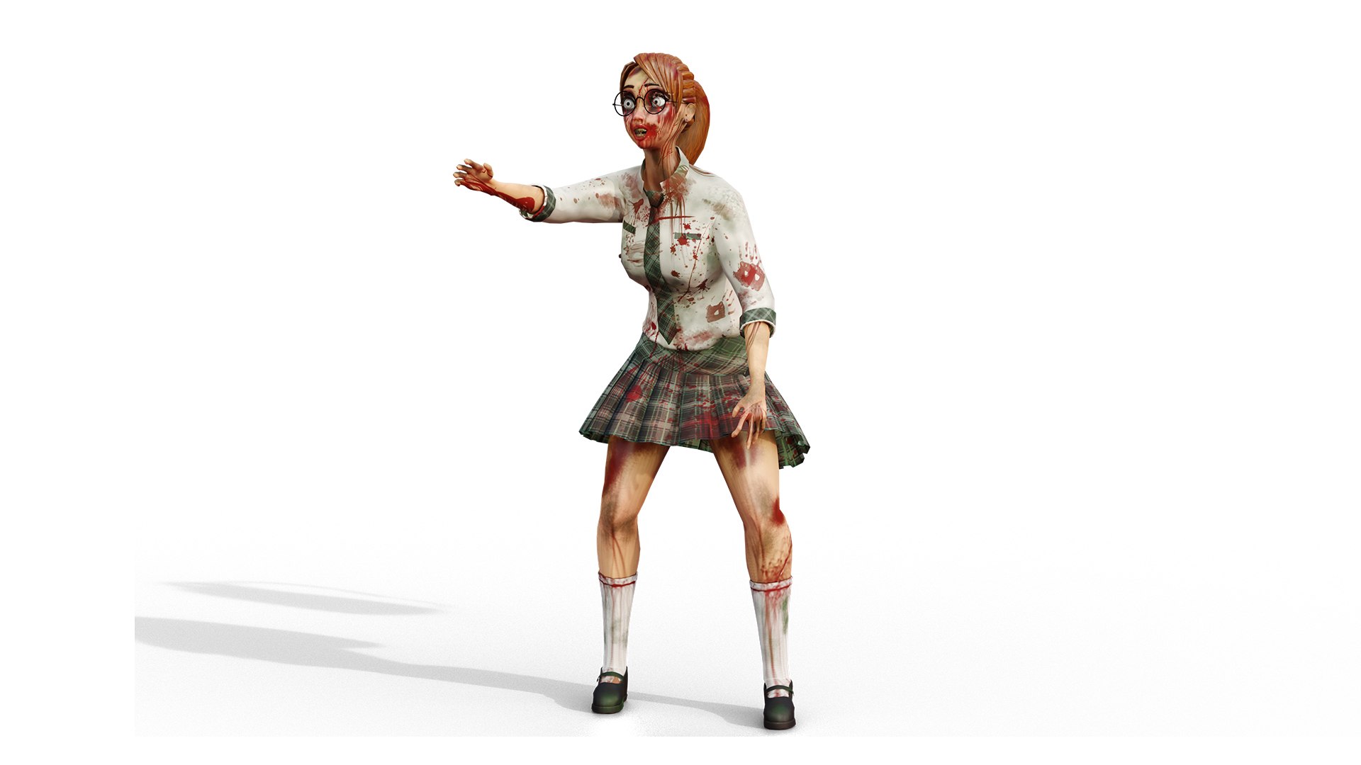 Cartoon School Girl Zombie Rigged and Animation Blender Unity 3D model ...