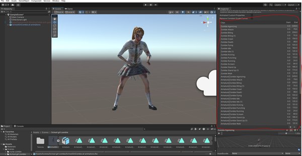 modelo 3d Colegiala de dibujos animados Zombie Rigged y animación Blender Unity - TurboSquid 2171452