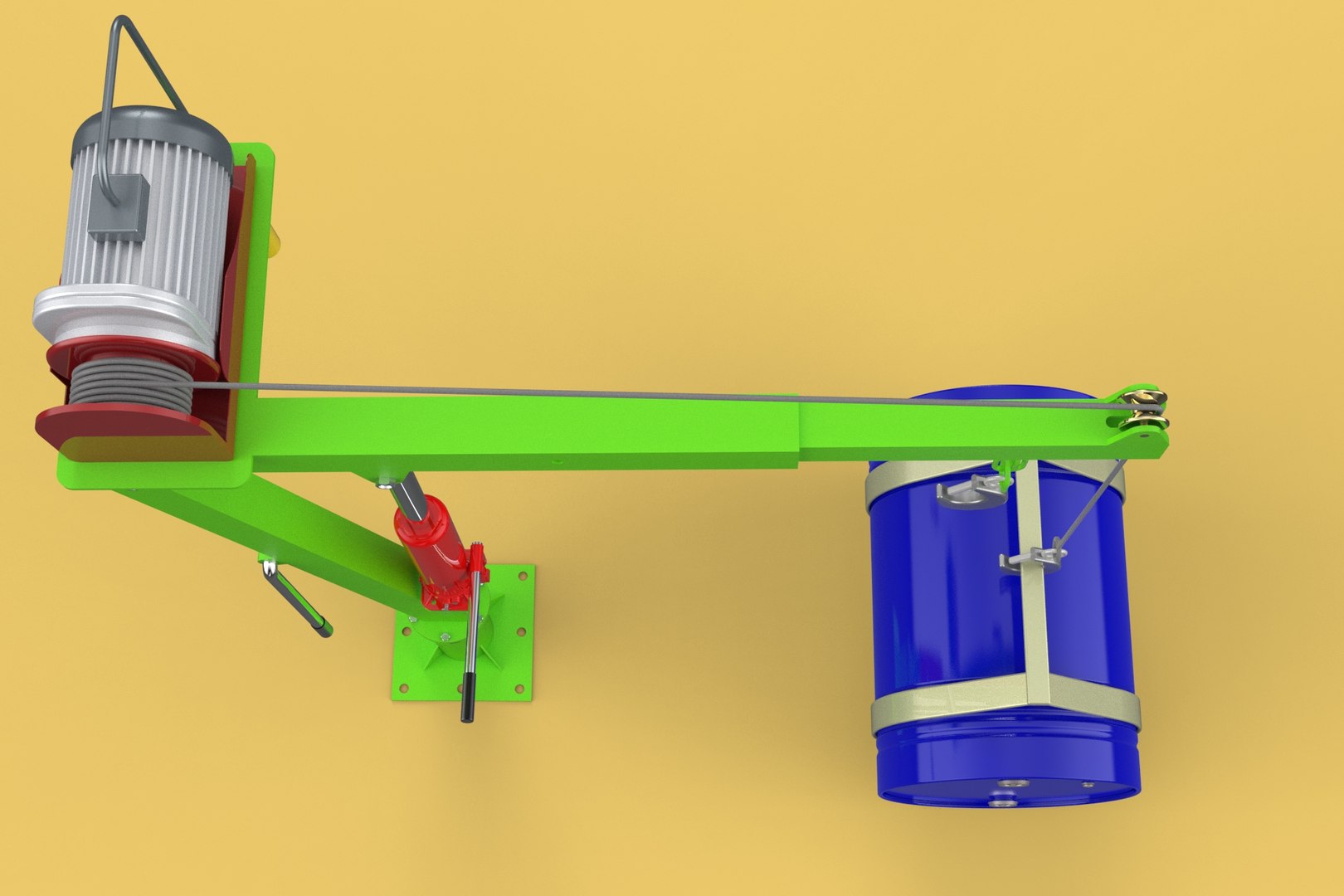 SWIVEL LIFTING CRANE ELECTRIC WINCH HOIST JIB STEEL DRUM BARREL 3D ...