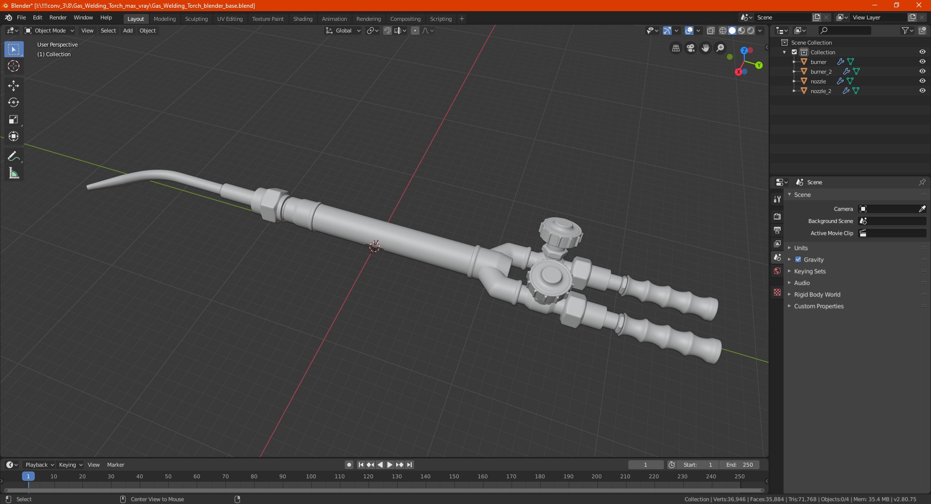 3D Model Gas Welding Torch Old - TurboSquid 1623349