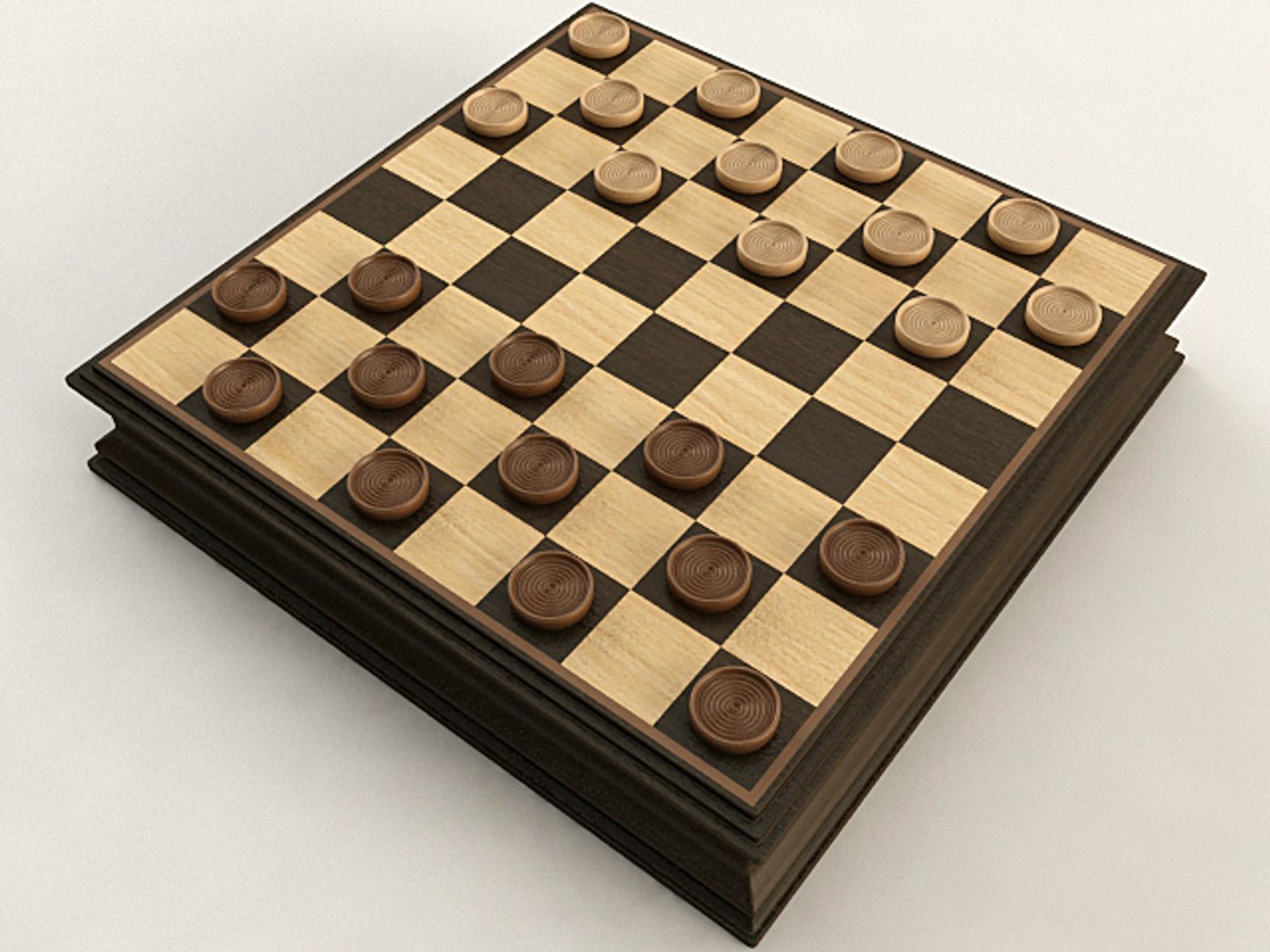 Checkers set wood model - TurboSquid 1299625