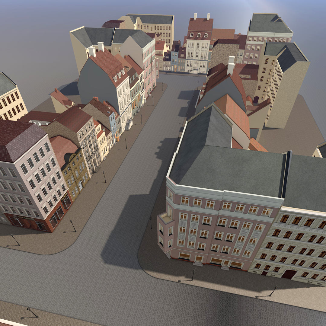 city scene residence 3d dxf