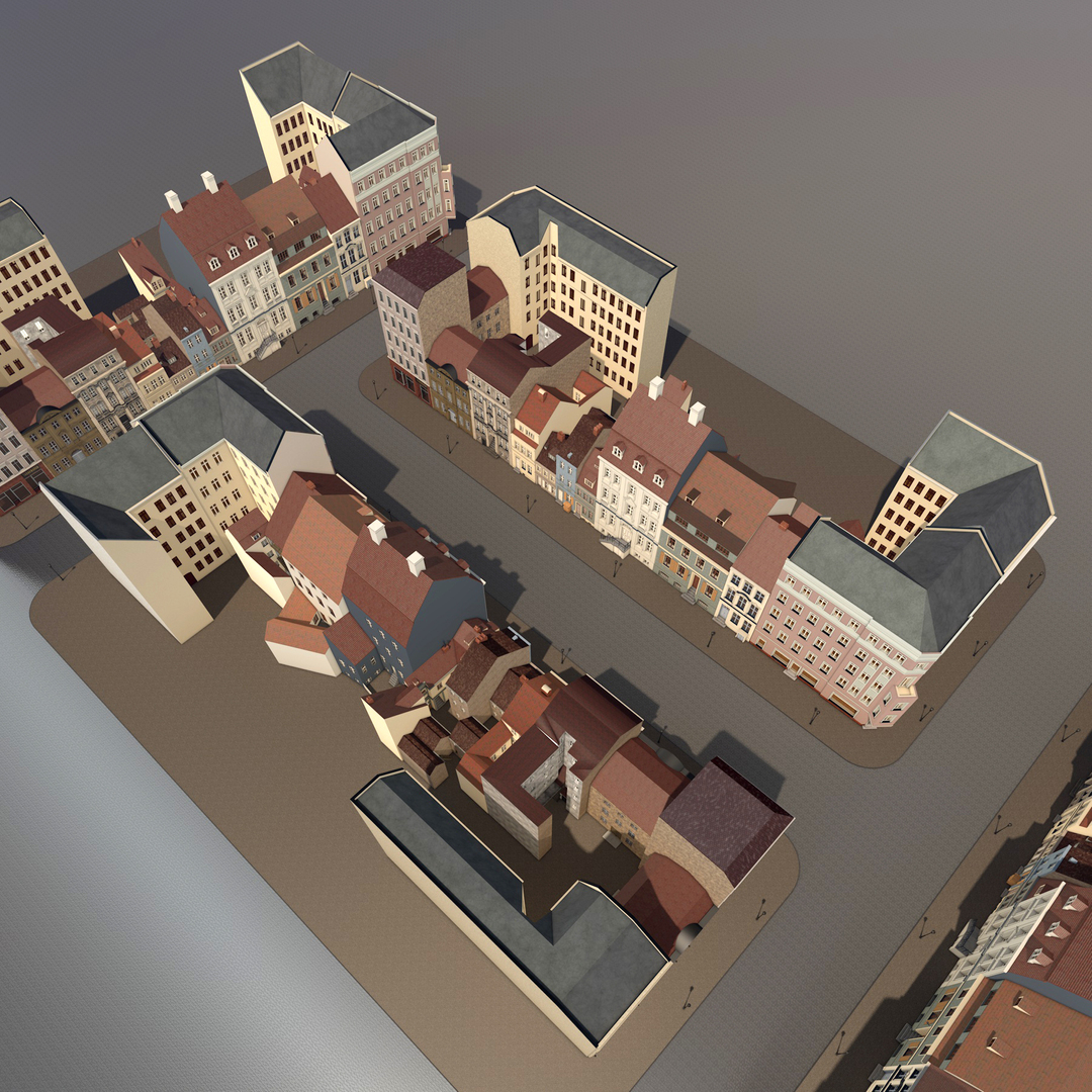 city scene residence 3d dxf