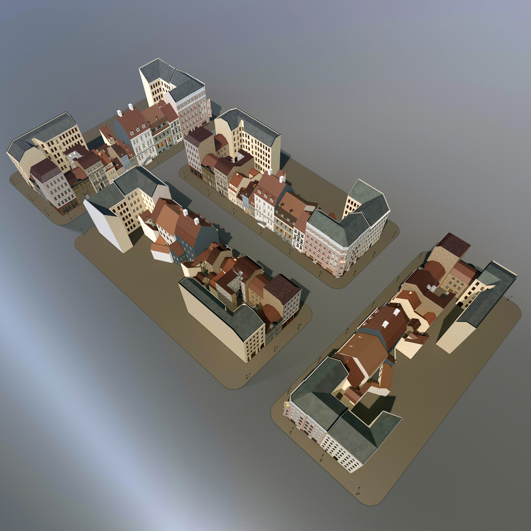 city scene residence 3d dxf