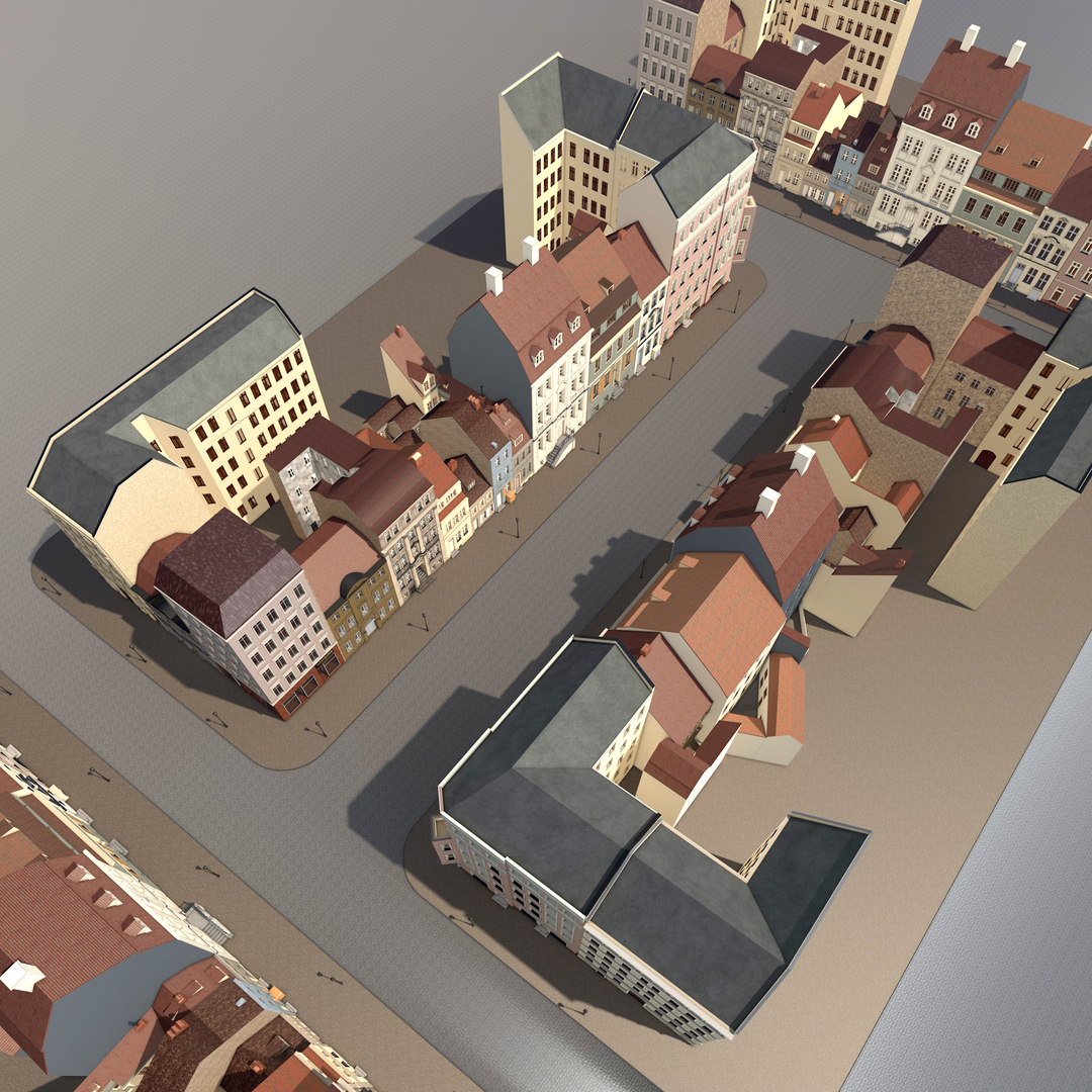 city scene residence 3d dxf
