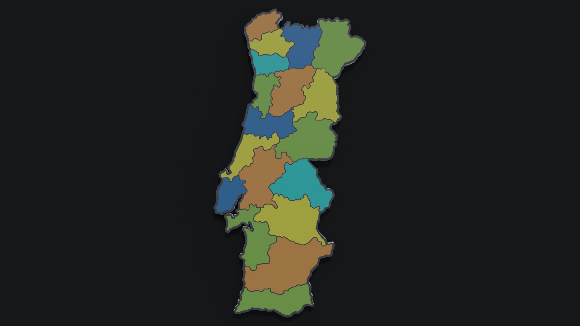 3D Model Political Map Of Portugal - TurboSquid 2071349
