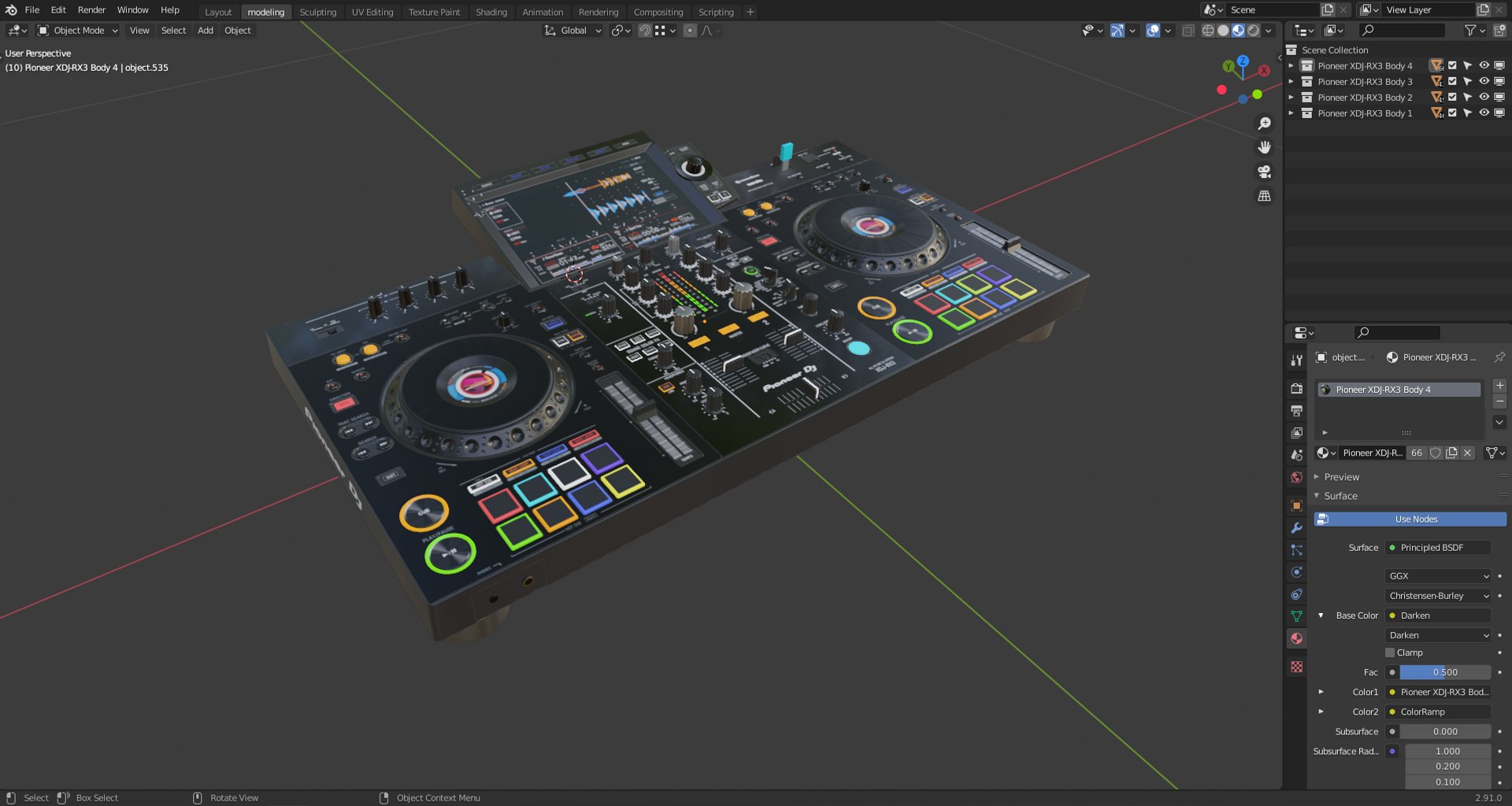 3D Pioneer XDJ-RX3 DJ 2-channel Performance All-in-one DJ System Black Model - TurboSquid 1865778
