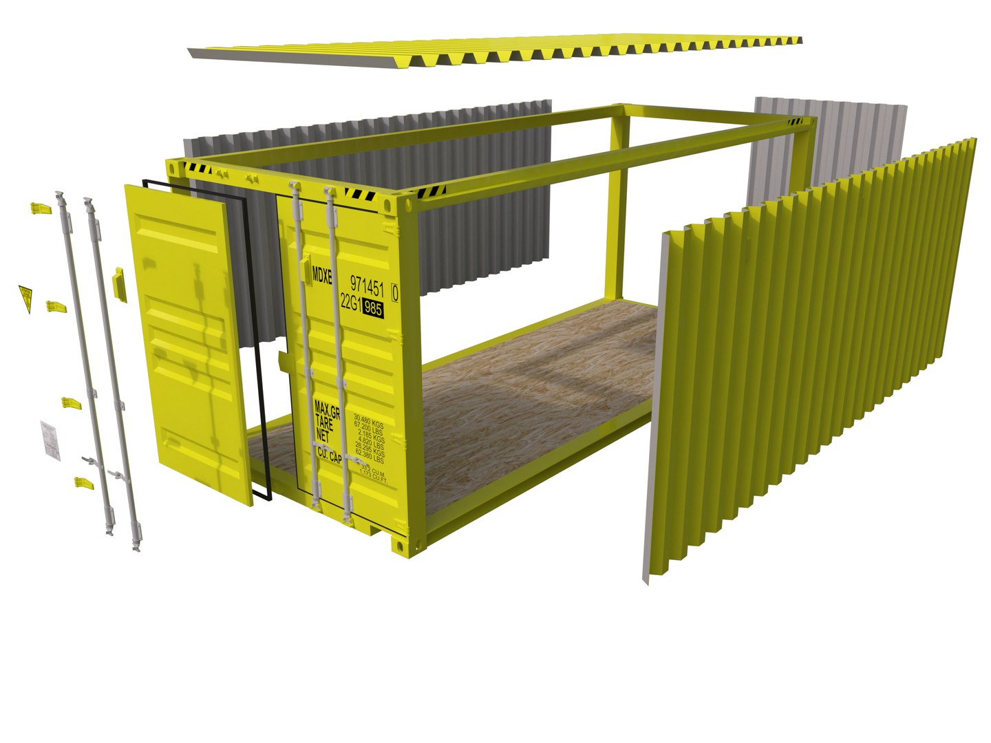 3D Yellow Transport 20ft Container - TurboSquid 1799080