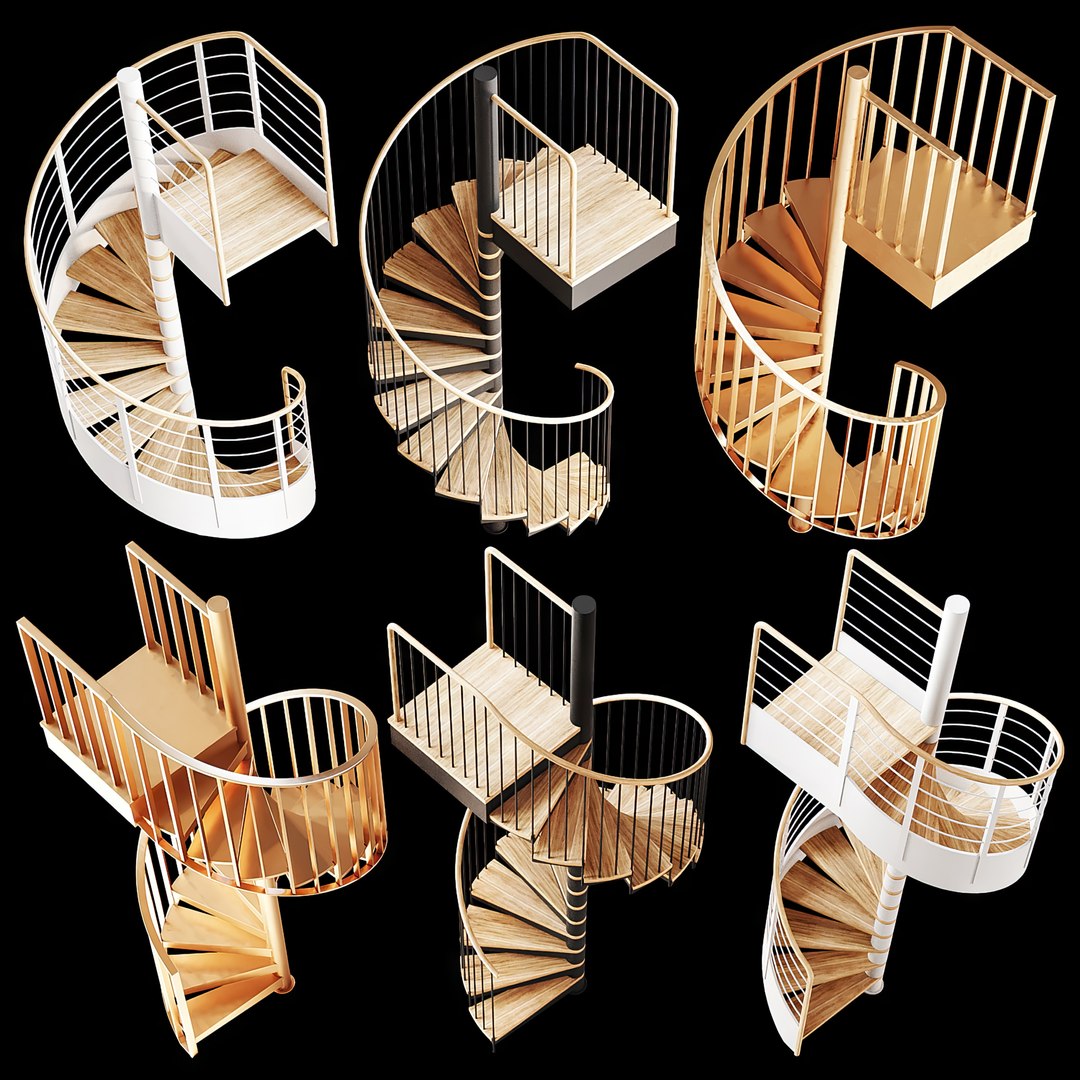 Set Of Spiral Staircases 3D Model 3D Model - TurboSquid 2192019