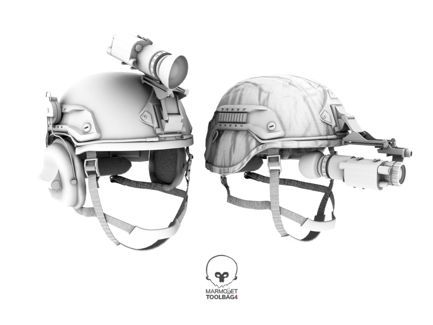 ACH And ARCH Helmet With PVS-14 Night Vision Monocular 3D Model - TurboSquid 2090259