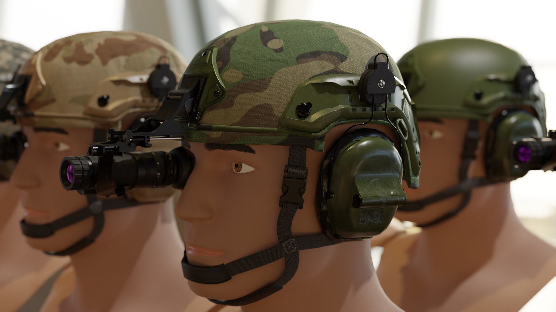 ACH And ARCH Helmet With PVS-14 Night Vision Monocular 3D Model - TurboSquid 2090259