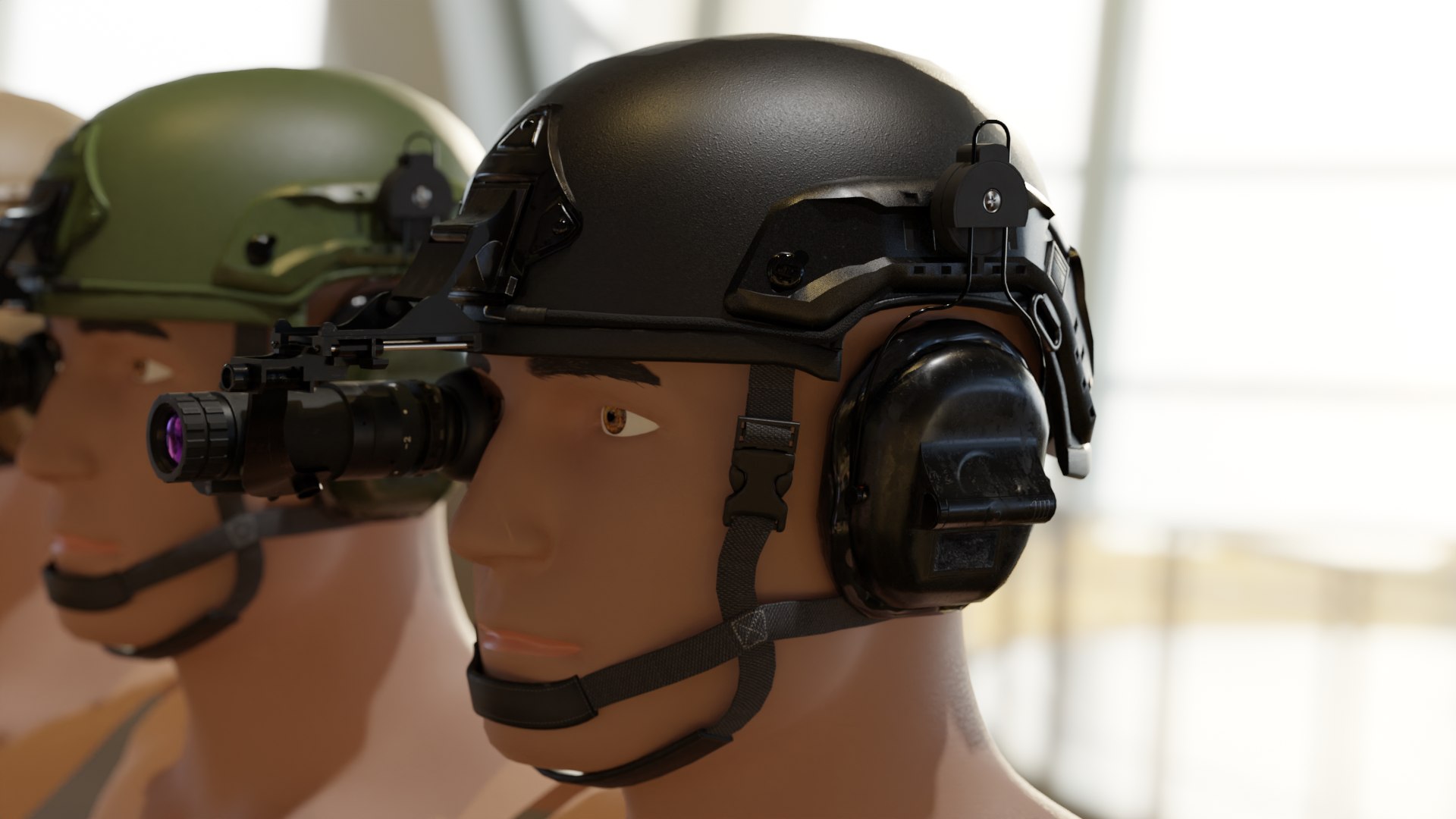 ACH And ARCH Helmet With PVS-14 Night Vision Monocular 3D Model - TurboSquid 2090259