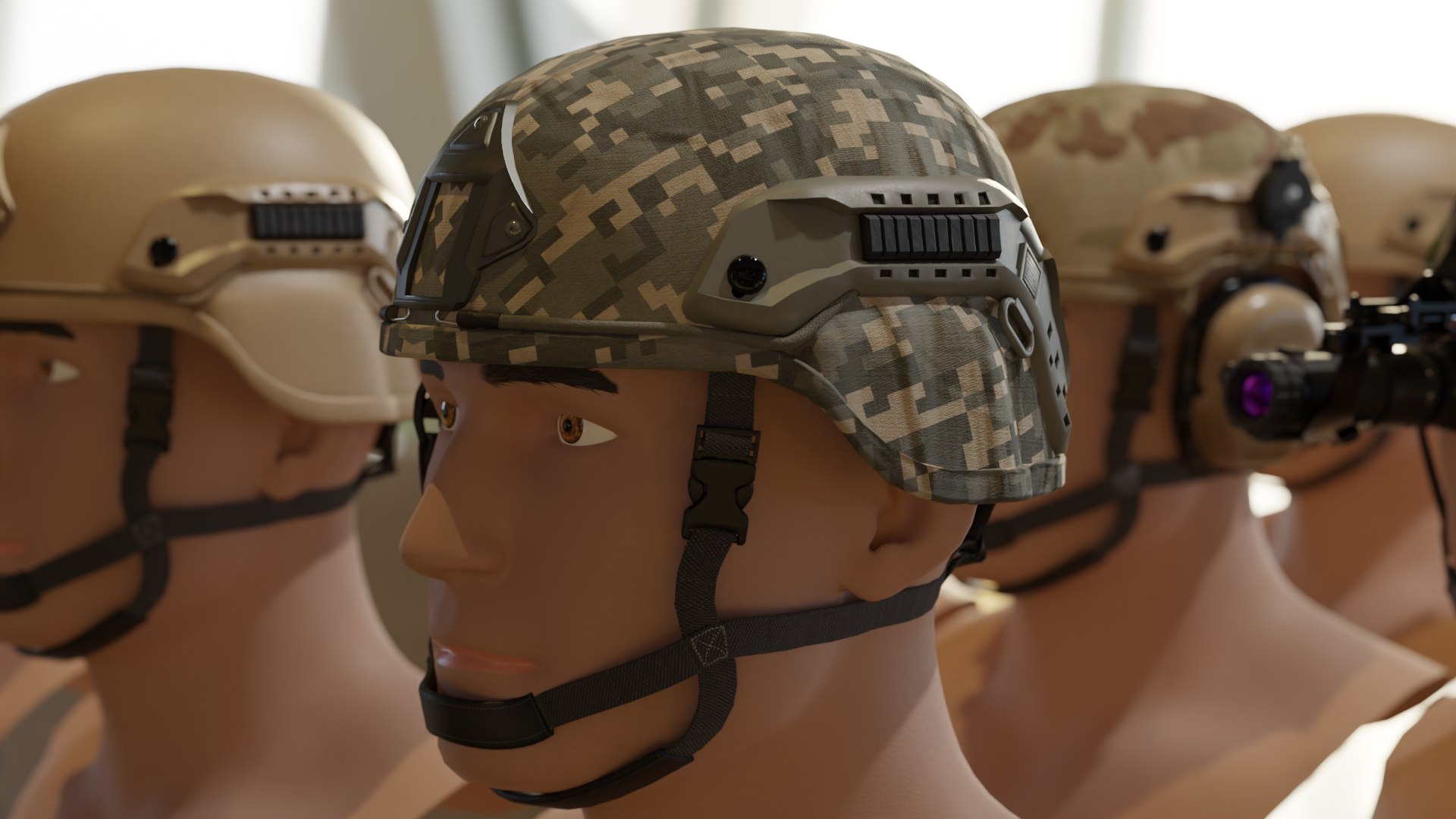 ACH And ARCH Helmet With PVS-14 Night Vision Monocular 3D Model - TurboSquid 2090259