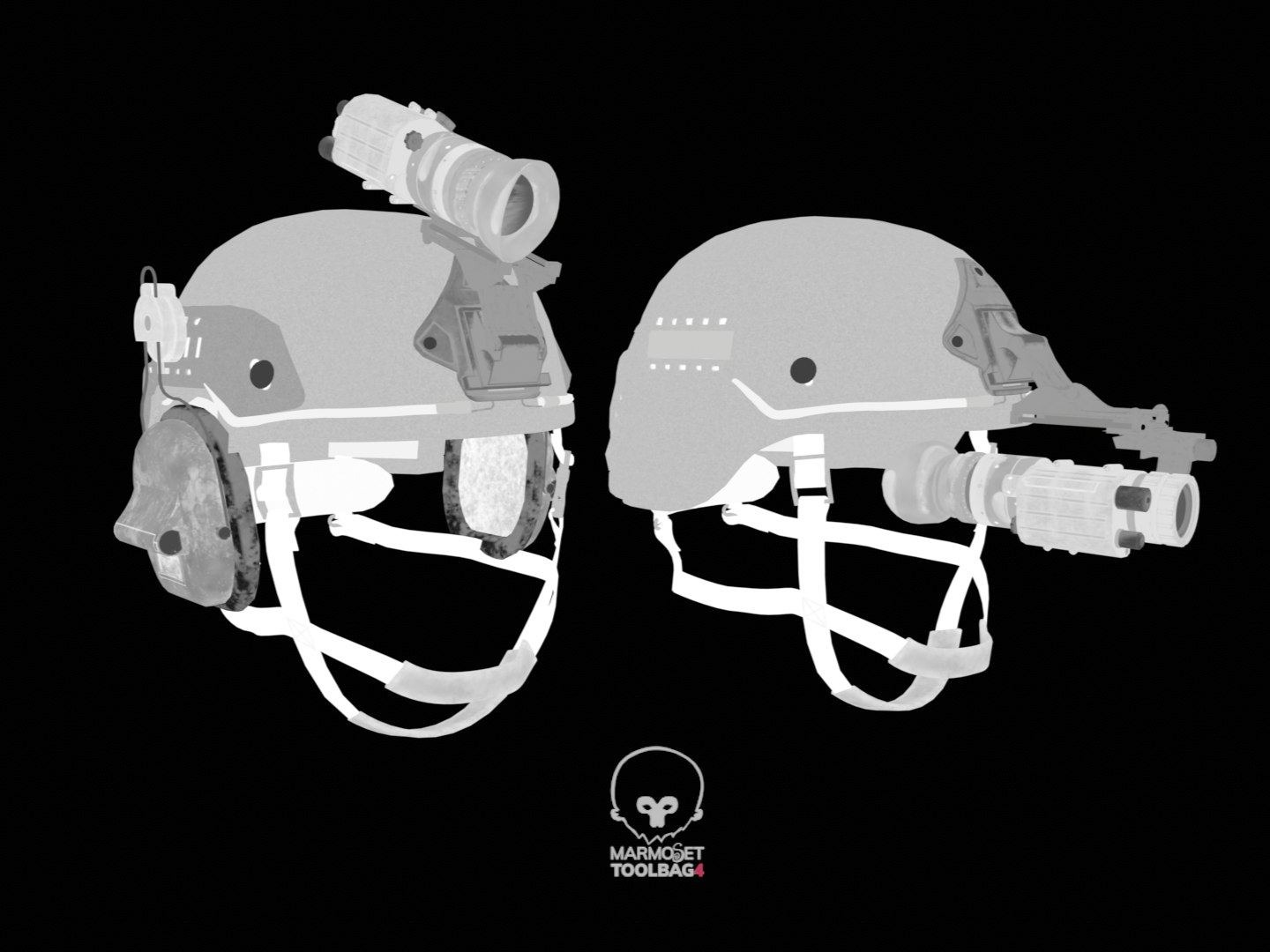 ACH And ARCH Helmet With PVS-14 Night Vision Monocular 3D Model ...