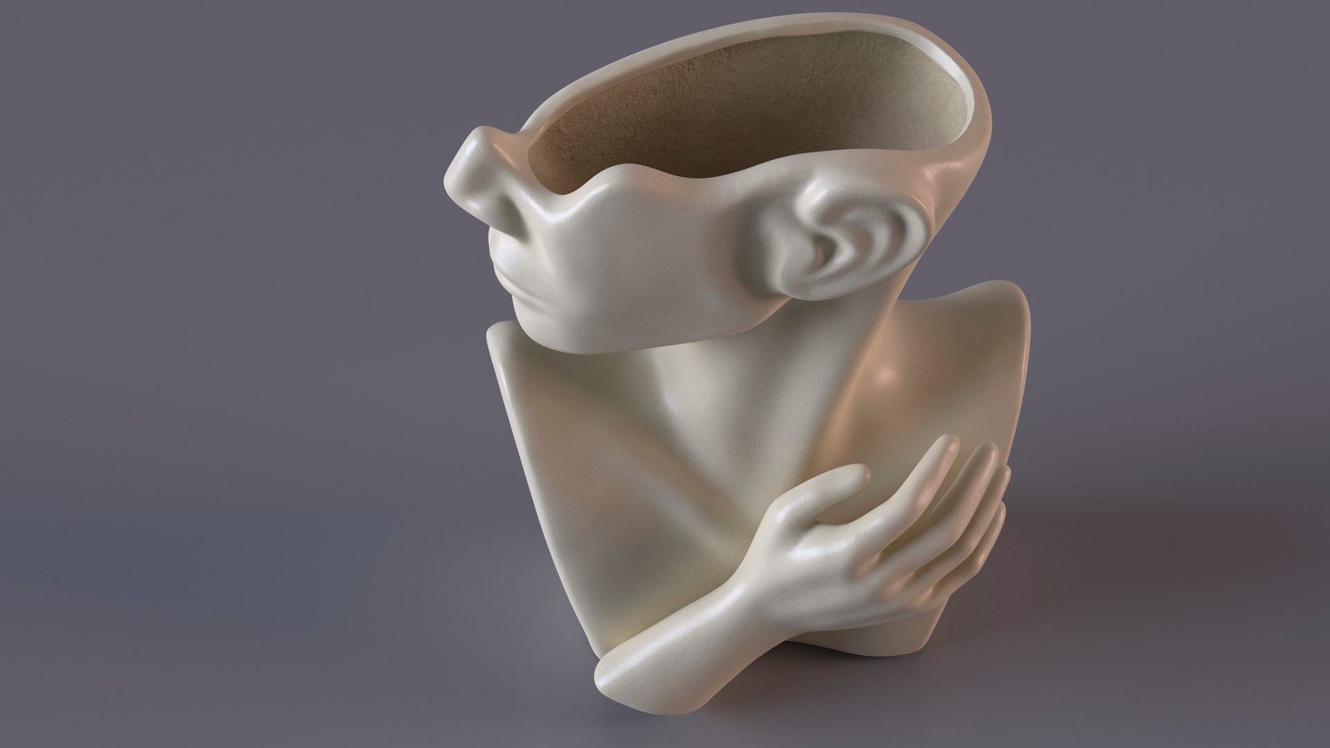 Abstract Bust Vase Beige Model - TurboSquid 2153027