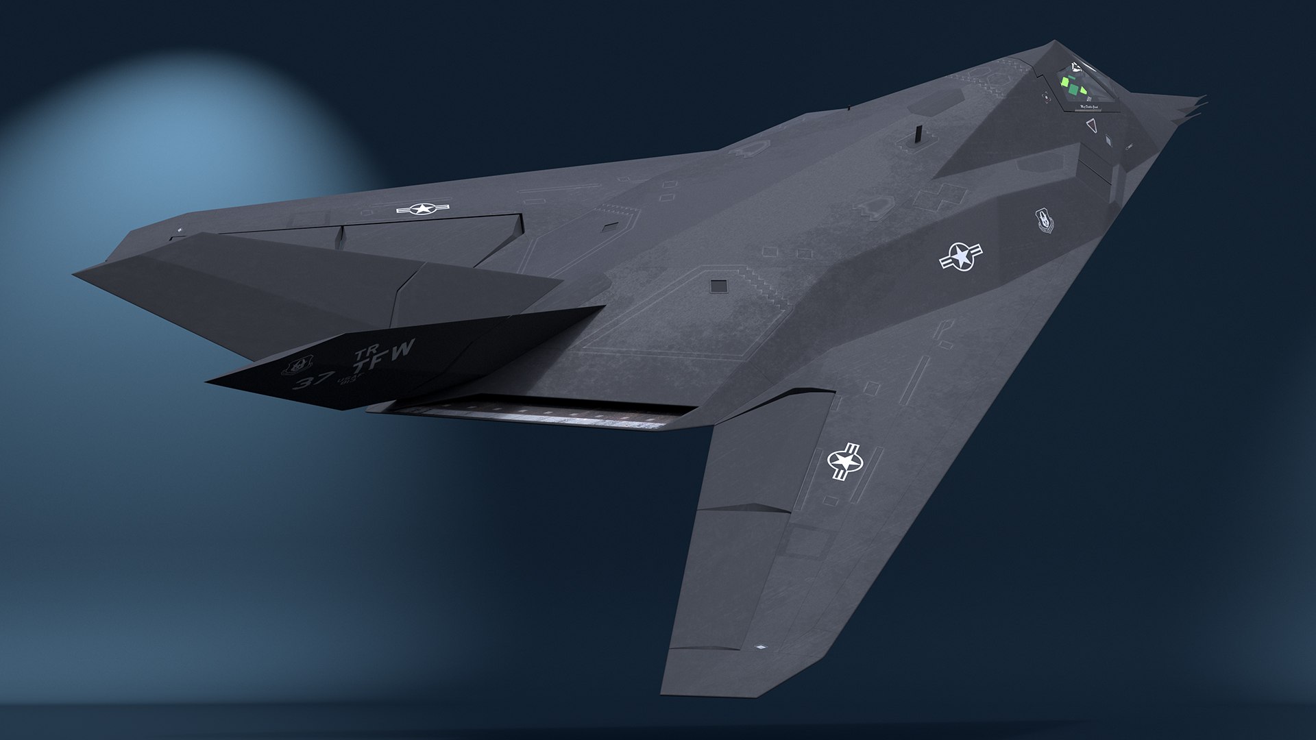 Stealth Aircraft F-117 Nighthawk In Flight Simplified 3D Model ...