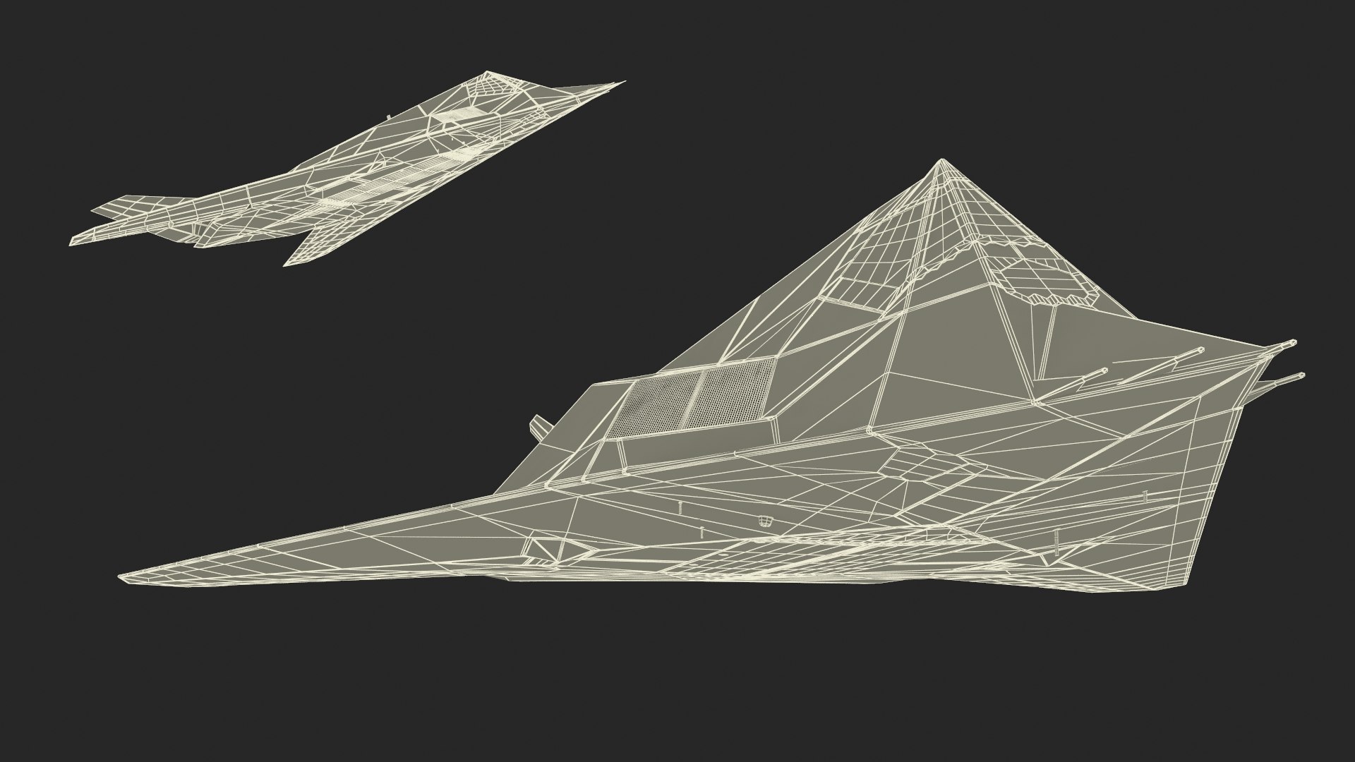 Stealth Aircraft F-117 Nighthawk In Flight Simplified 3D Model ...