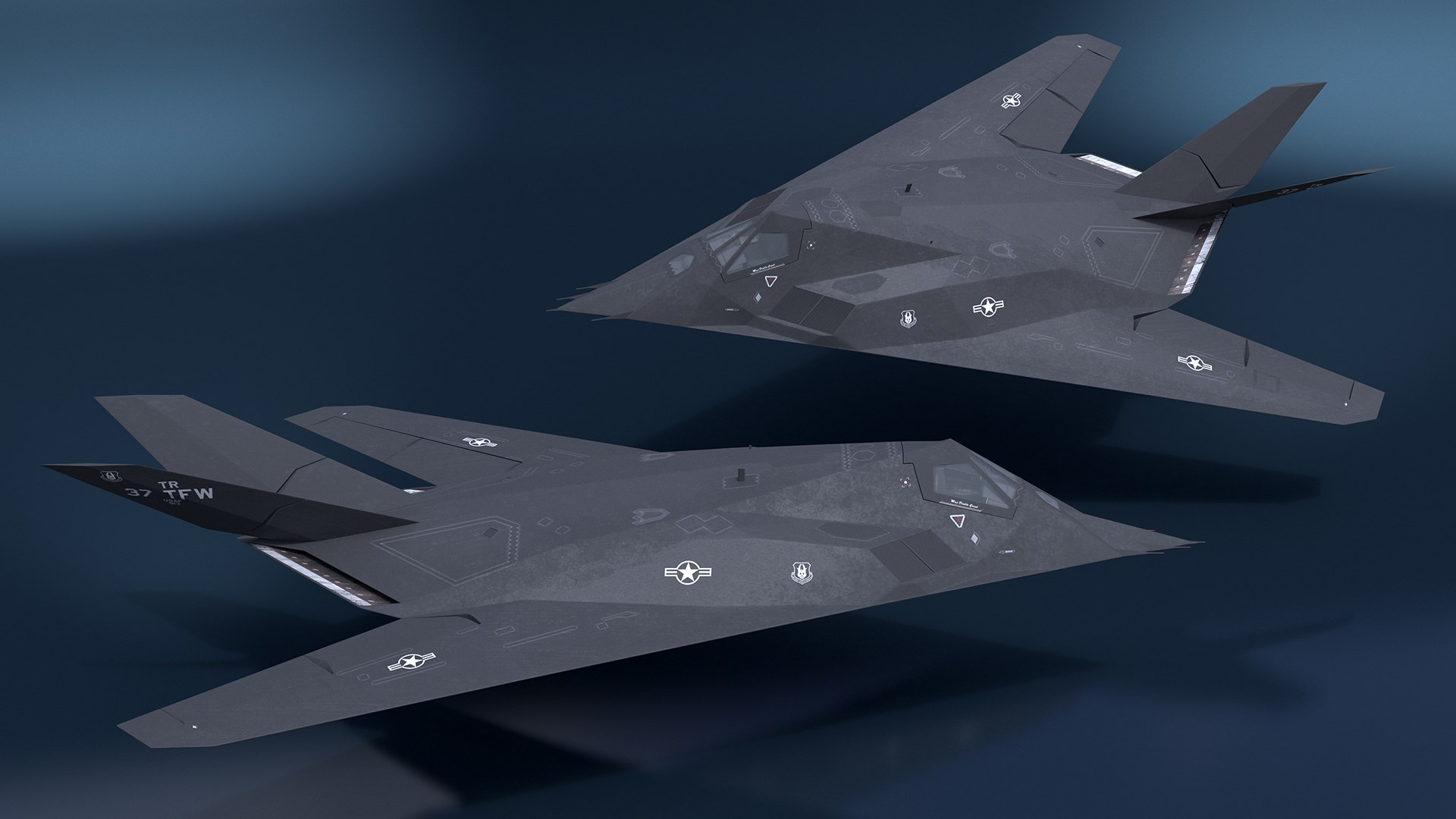 Stealth Aircraft F-117 Nighthawk In Flight Simplified 3D Model ...