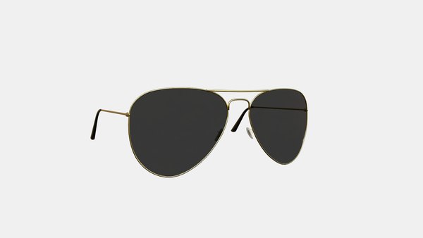 3D Sunglass Aviator 01 Black Gold - Character Design Fashion model ...