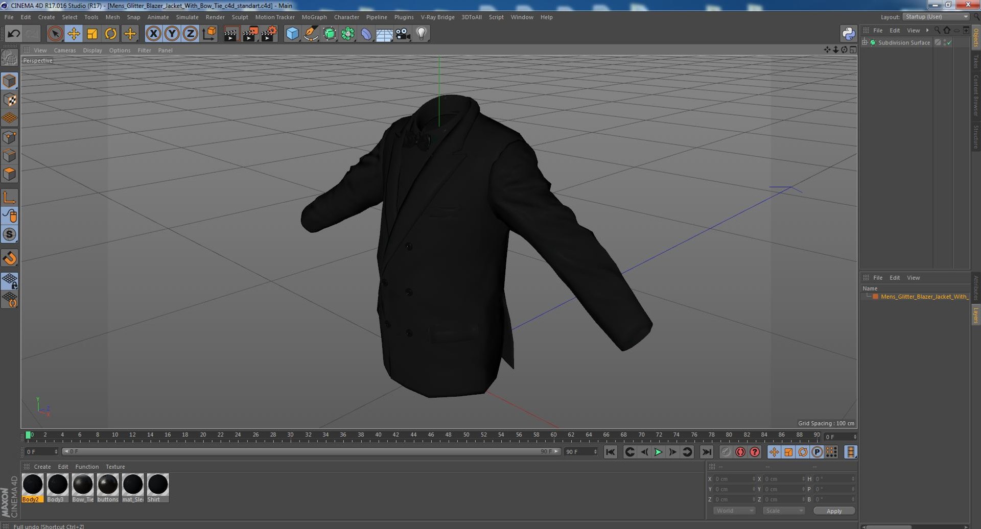 3D Mens Glitter Blazer Jacket With Bow Tie Model - TurboSquid 2130570