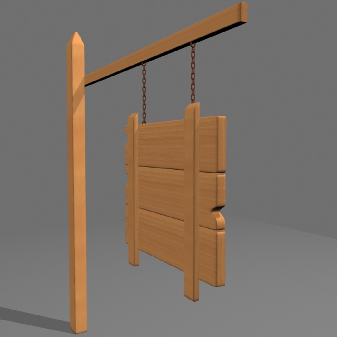 Old Wood Sign 3d Model
