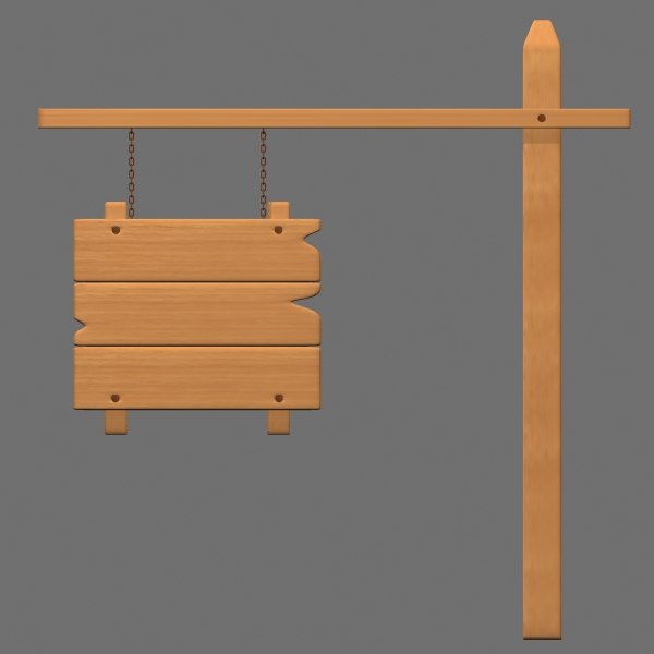 old wood sign 3d model