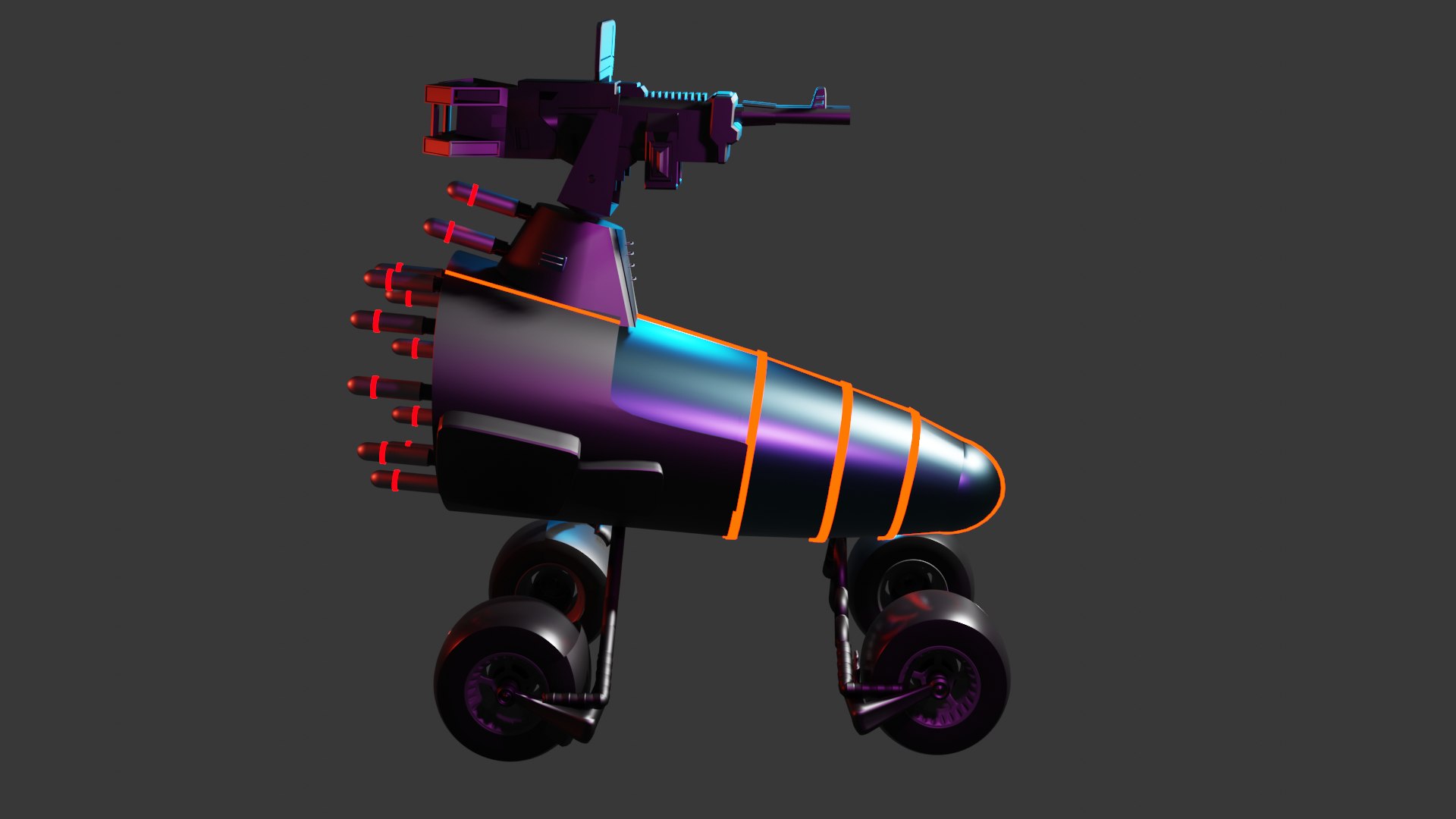 3D Cyber Mini Car With Machine Gun - TurboSquid 1978740