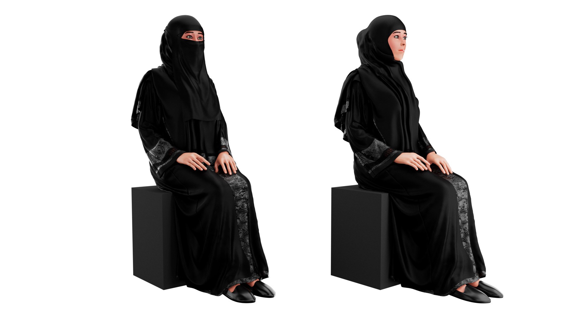 3D Arab Women Sitting Model - TurboSquid 2153620