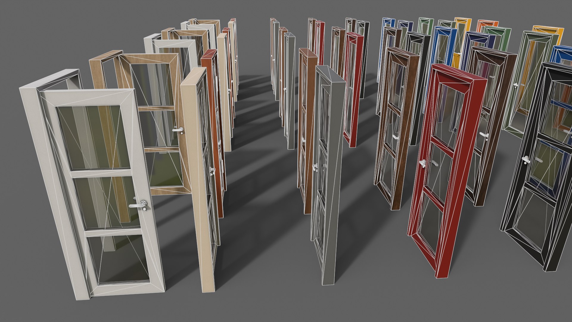 3D model PBR Glass Wood Door With Frame - TurboSquid 2053491