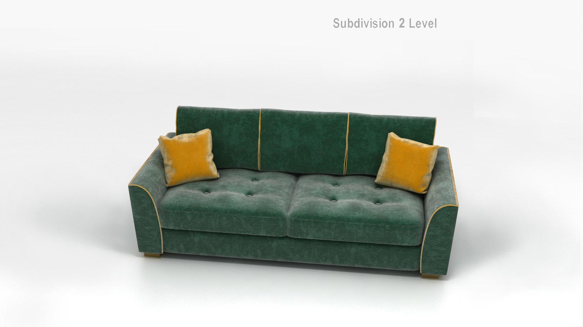 Green velvet sofa model - TurboSquid 1743480