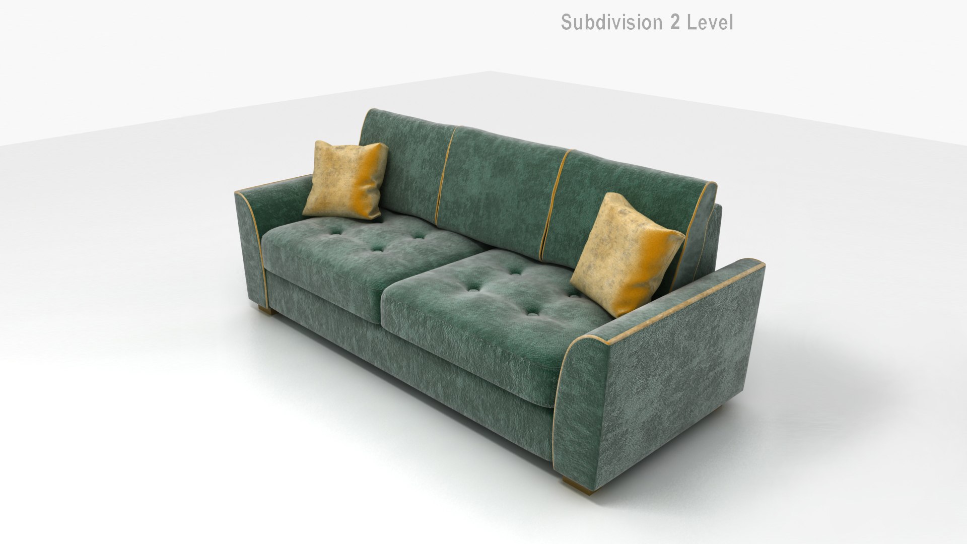 Green velvet sofa model - TurboSquid 1743480