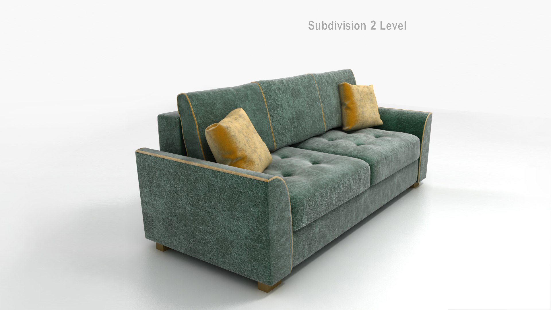 Green velvet sofa model - TurboSquid 1743480