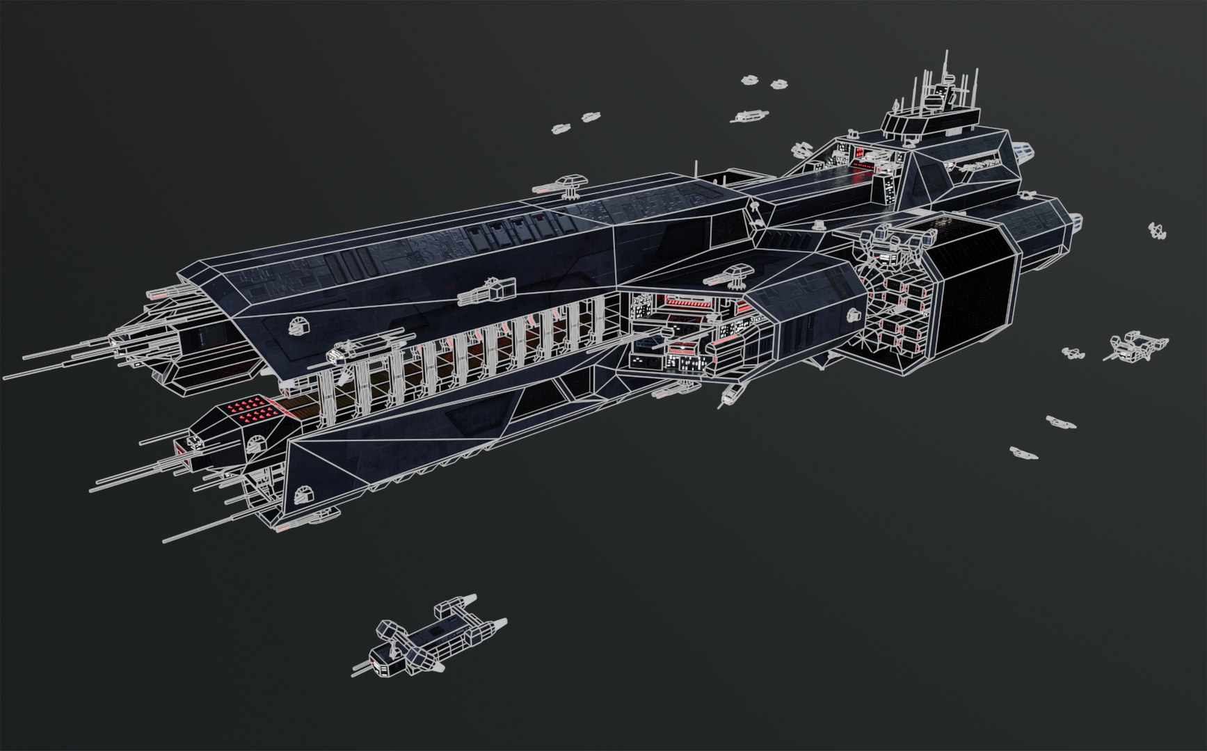 ExpansioSpaceship Low-Poly Sci-Fi Spaceship Fleet Mobile Optimized 3D ...