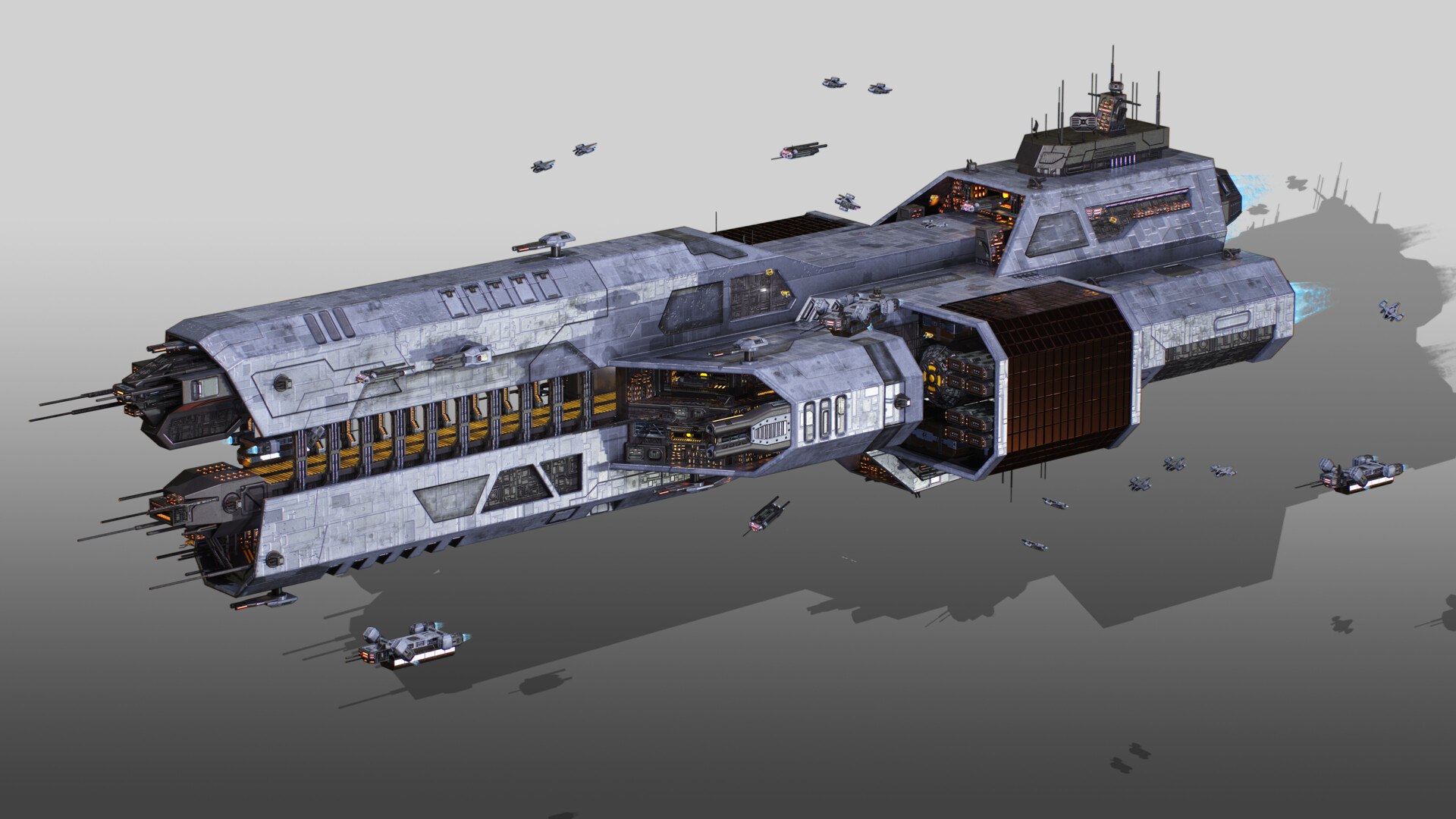 ExpansioSpaceship Low-Poly Sci-Fi Spaceship Fleet Mobile Optimized 3D ...